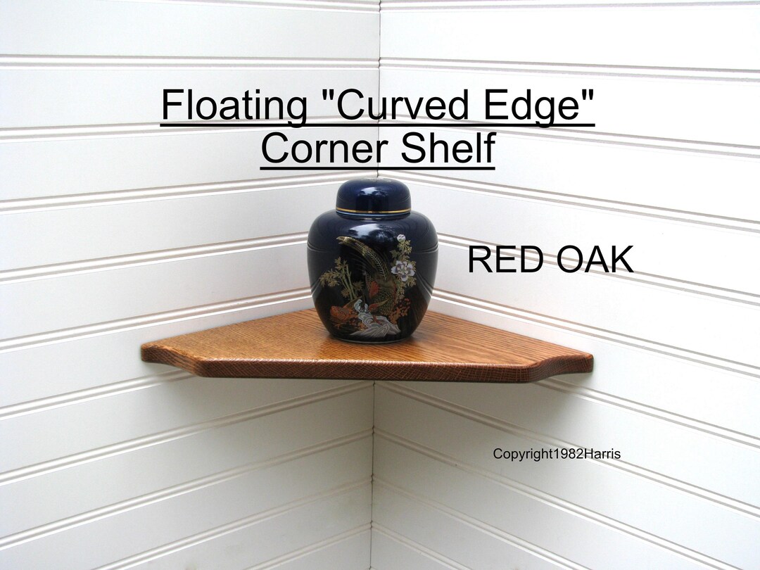 Floating Curved Edge Corner Shelf: Red Oak, 5–12", 9 Stains, Returns ...