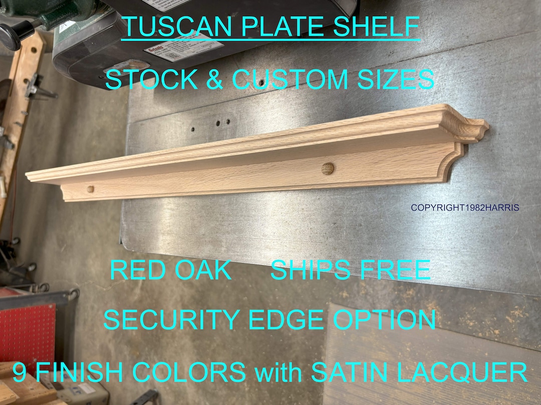 Red Oak Plate Shelf: Handmade Ledge Rail, Collectible Display - Etsy