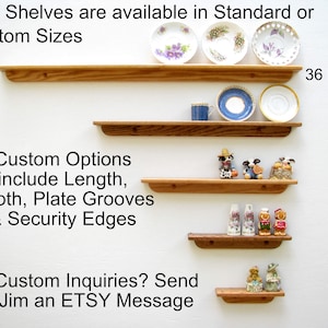 Handcrafted Oak Ledge Shelf: Narrow Display, Plate Rail - Custom ...