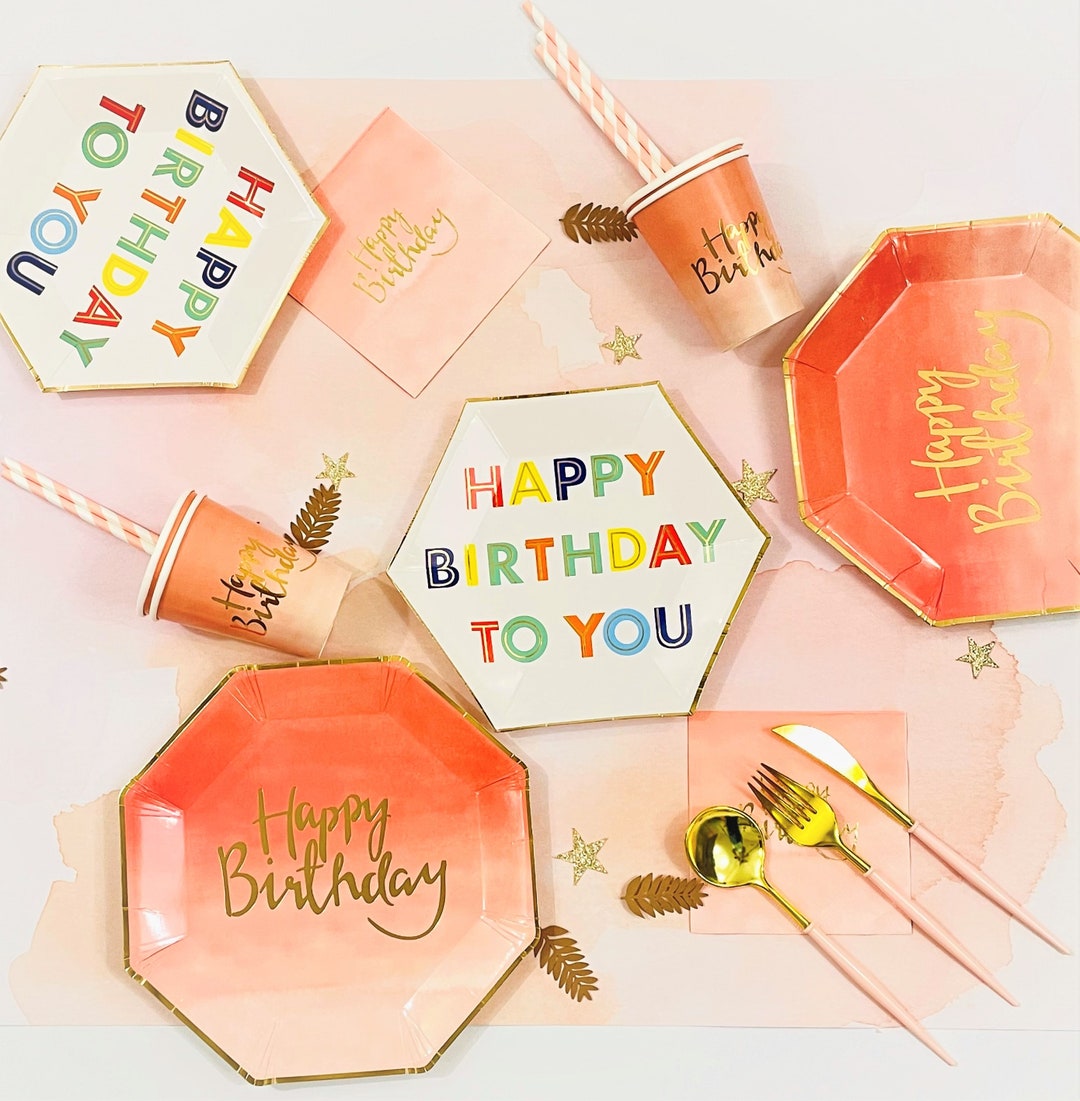 Happy Birthday Tableware/elegant Birthday Tableware/birthday Party ...