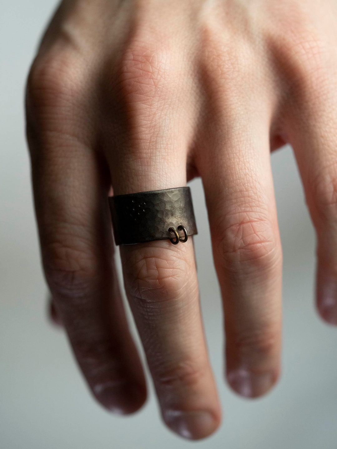 Hammered Copper and Silver Pierced Ring, Punk Ring, Goth Ring, Unisex ...