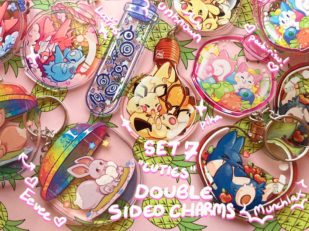 Clear 2.5" Acrylic Pokemon Charms - Pikachu/munchlax/eevee/pachirisu ...