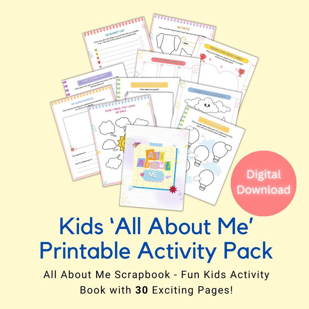 Kids All About Me Scrapbook Activity Pack | Printable Holiday Fun ...