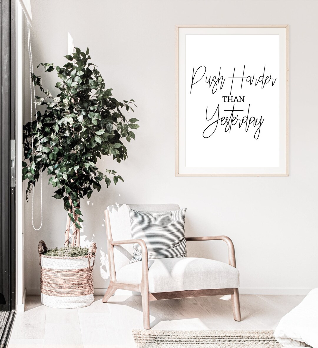 Push Harder Motivation Focus Print, Motivational Hard Work Office ...