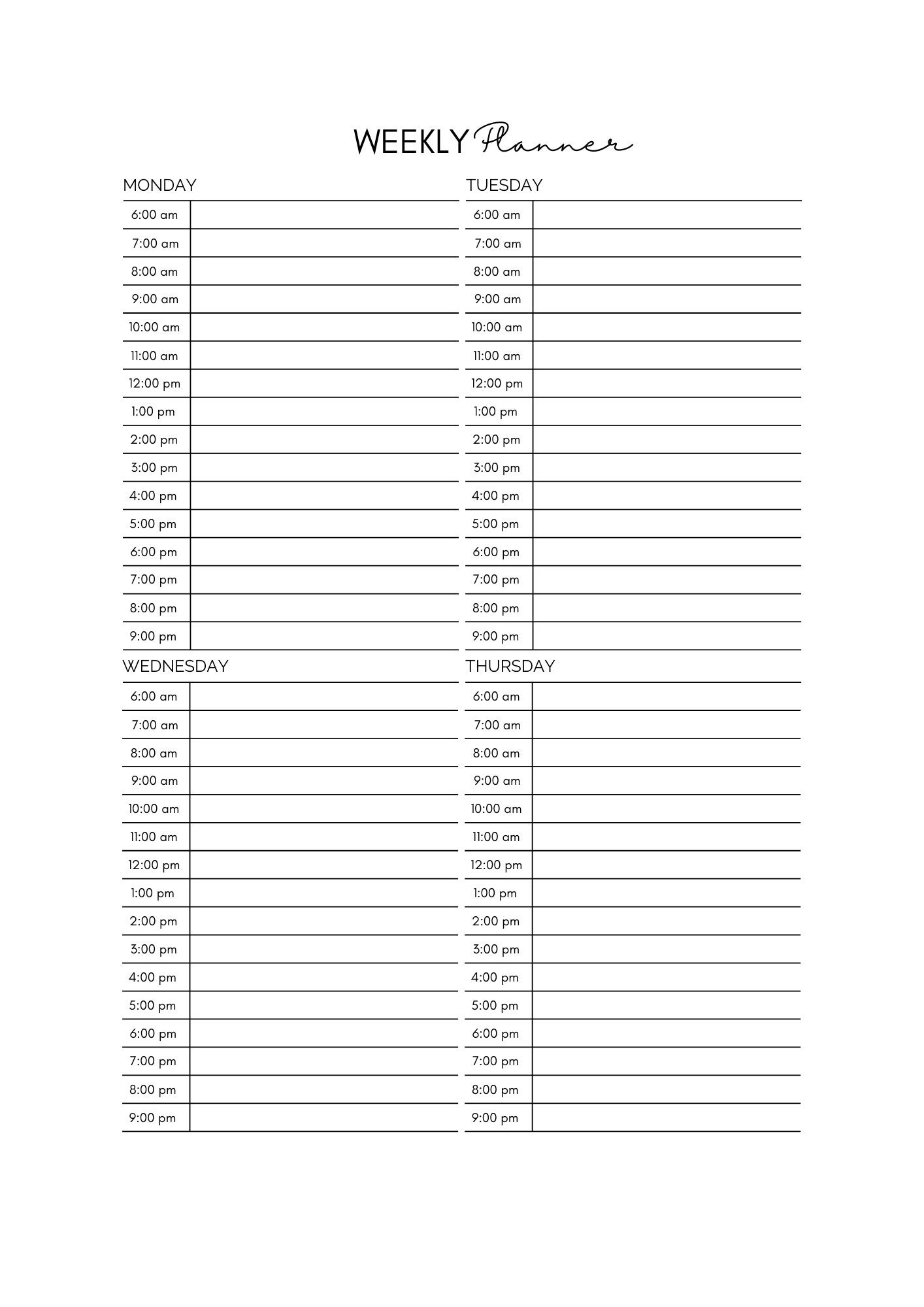 Printable Weekly Planner | Time Box Planner | Simple & Minimalist ...