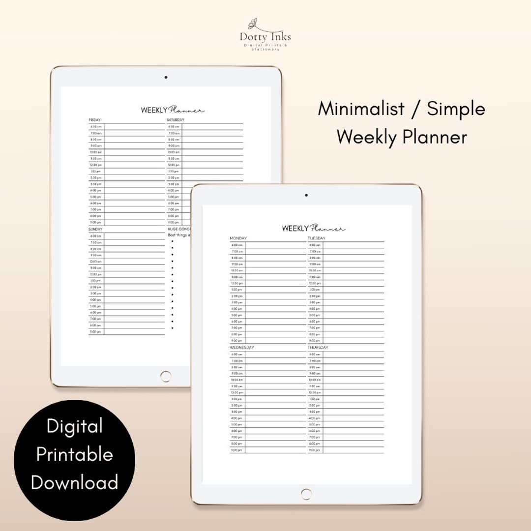 Printable Weekly Planner | Time Box Planner | Simple & Minimalist ...