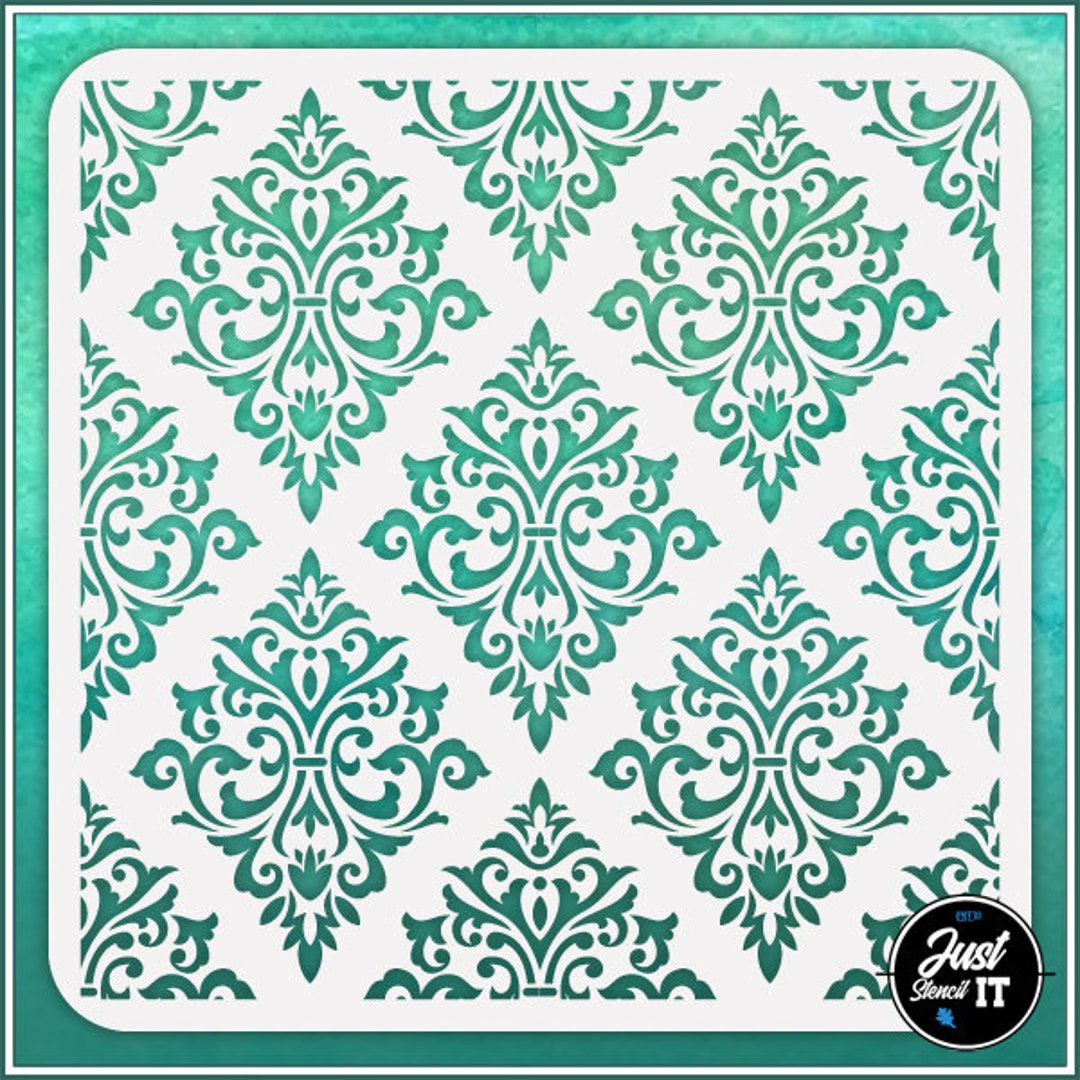Seamless Damask Pattern #1 - Durable and Reusable Stencil for DIY ...