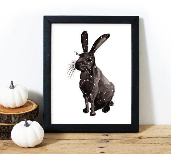 Rabbit Constellation Watercolor Art Print. lepus - Etsy