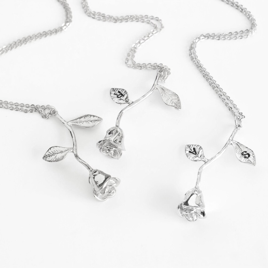 Sterling Silver Rose Necklace Rose Flower Necklace Beauty and - Etsy