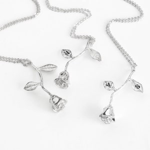Sterling Silver Rose Necklace Rose Flower Necklace Beauty and - Etsy
