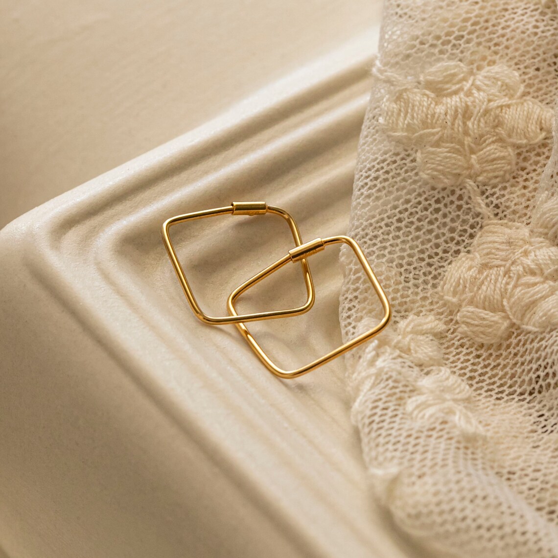 Square Hoop Earrings Simple Design Geometric Earrings • Minimalist ...