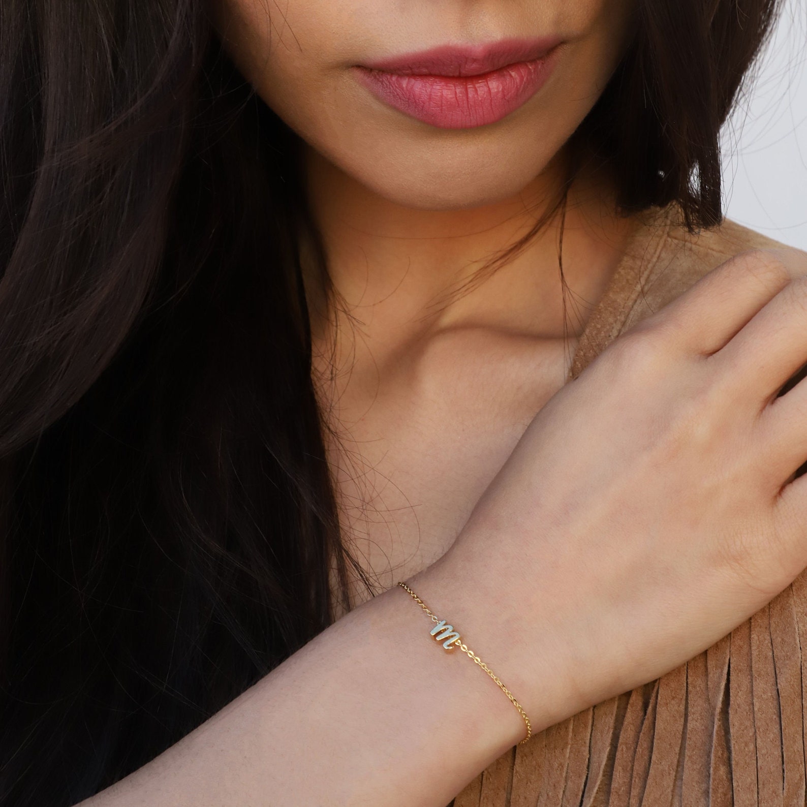 Personalized Bracelet Lowercase Cursive Monogram Love - Etsy