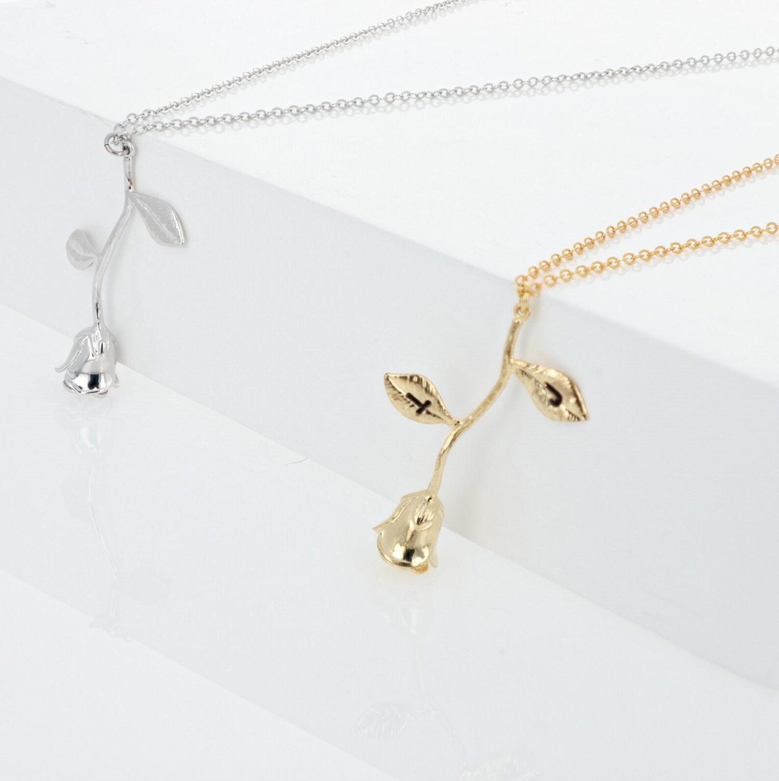 Sterling Silver Rose Necklace Rose Flower Necklace Beauty and - Etsy