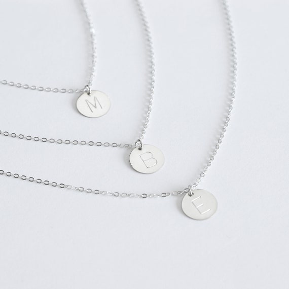 Personalized Sterling Silver Disc Necklace Custom Engraved - Etsy