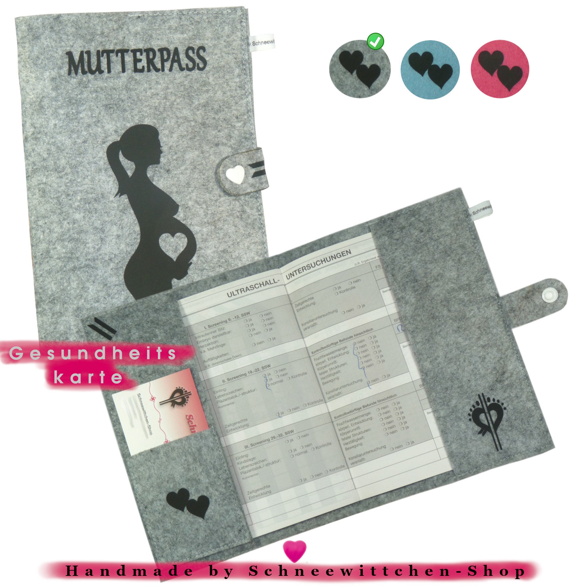 Classic Maternity Passport Cover Felt for Maternity Passport With Heart ...