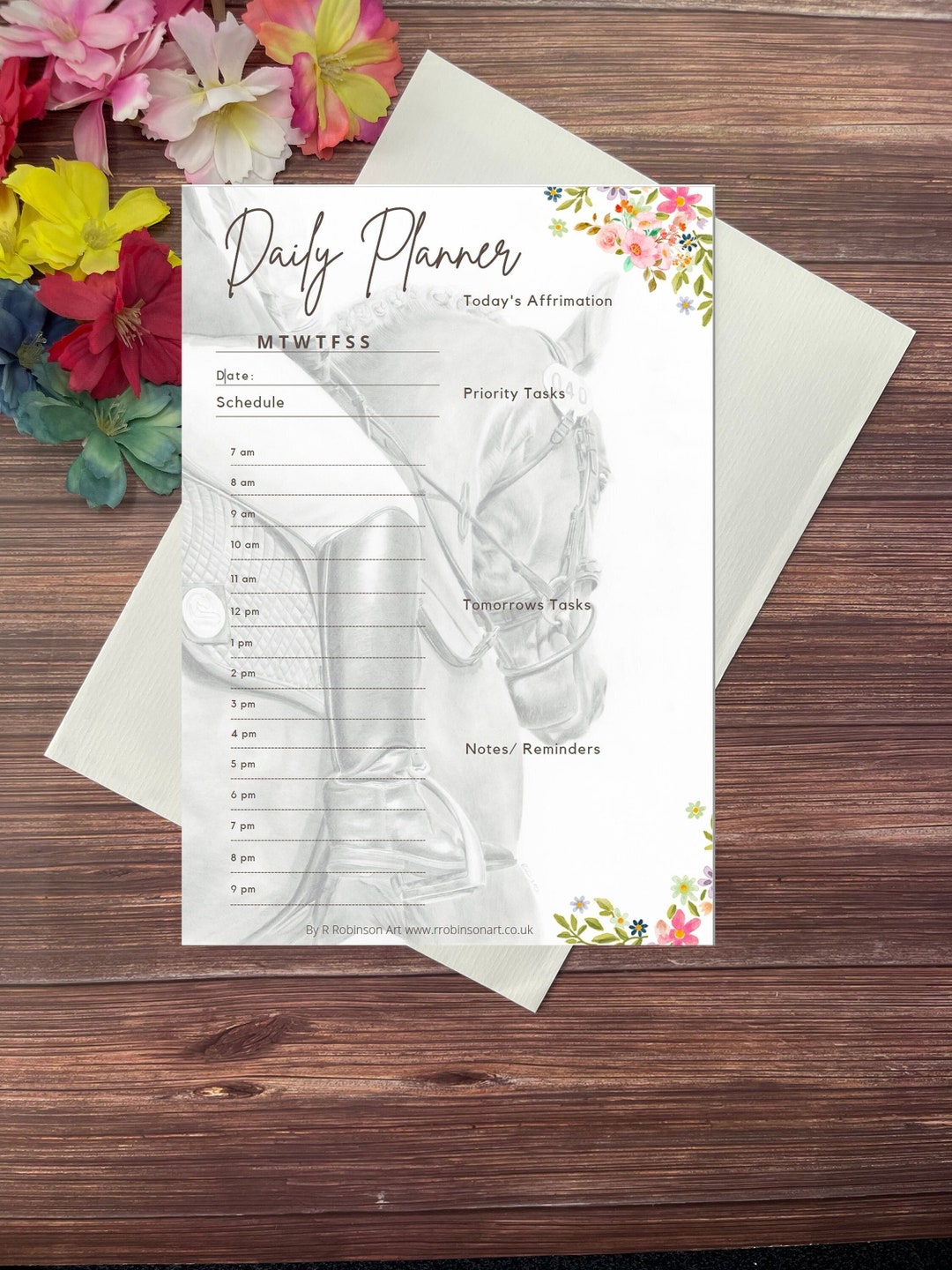 Daily Planner Printable: Hourly Scheduler, Affirmation Box, Priority ...
