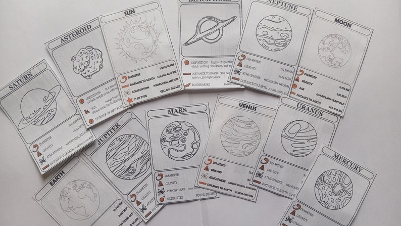 Solar System Learning Cards Universe Cards for School Learning Project ...