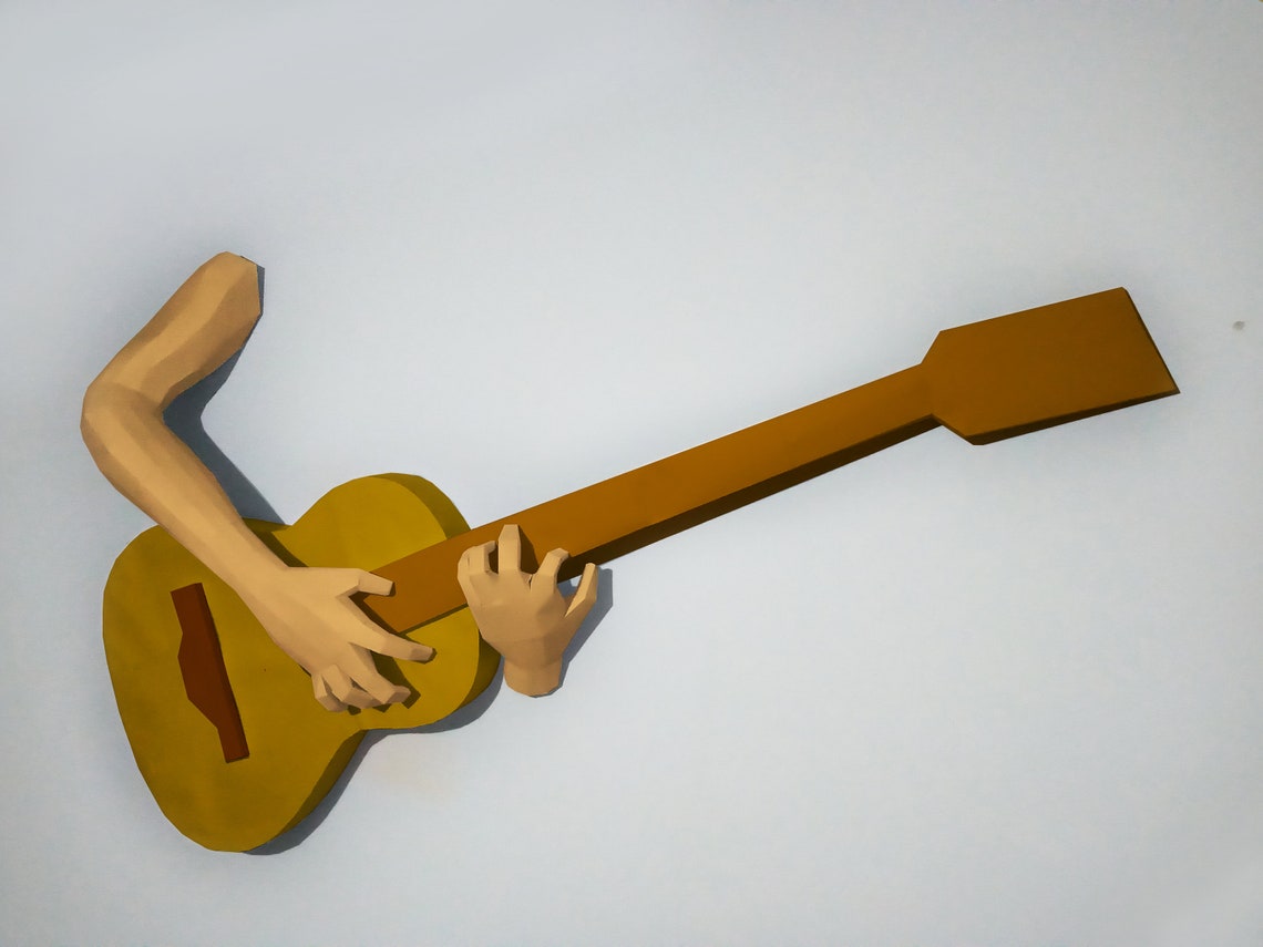 GUITAR PAPERCRAFT, 3d Printed SCULPTURE, Wall Cardboard, Guitar Player ...