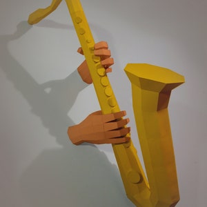Hands Sax Papercraft, PDF Template Papercraft, DIY Music Papercraft ...
