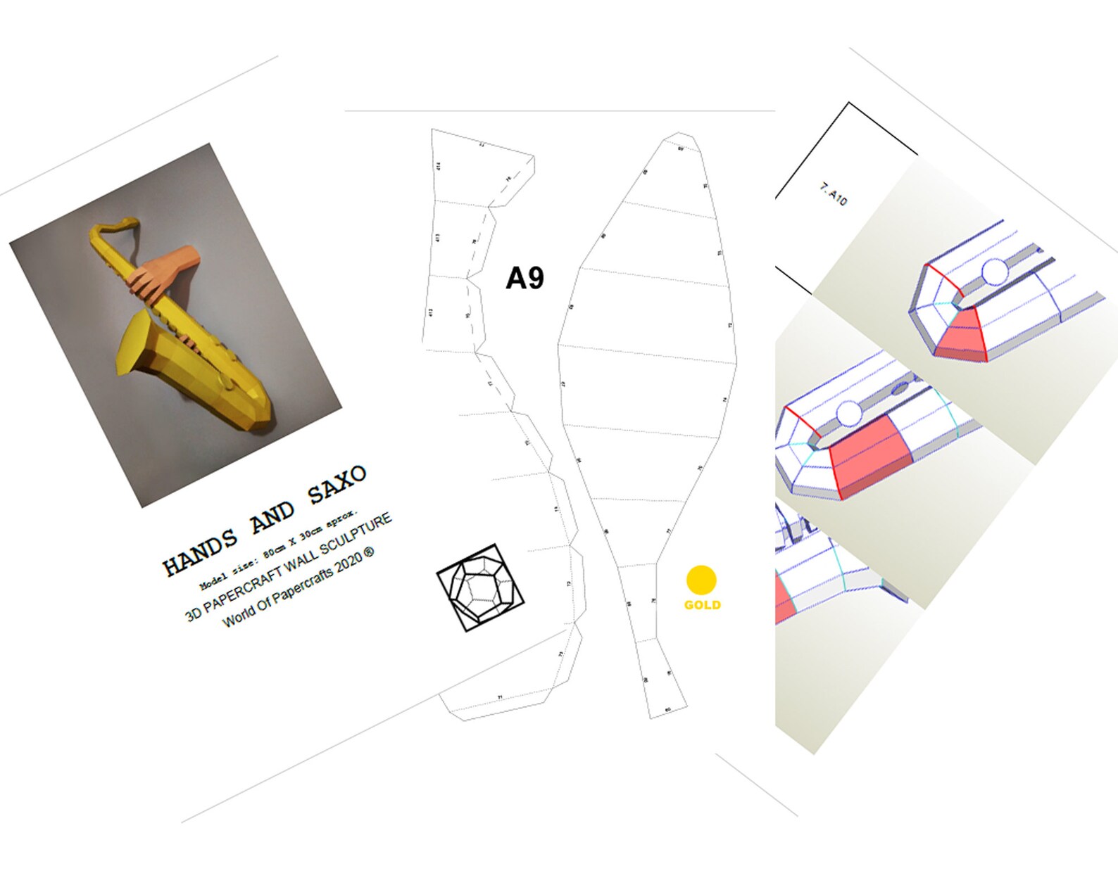 Hands Sax Papercraft, PDF Template Papercraft, DIY Music Papercraft ...
