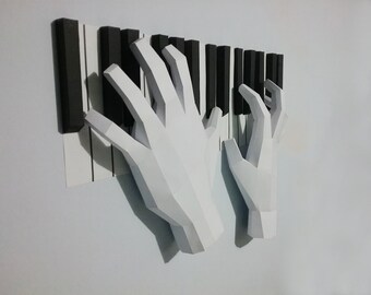 KEYBOARD PIANO, Low Poly PAPERCRAFT, 3d Wall Sculpture, Music Keyboard ...