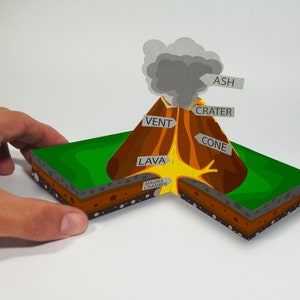 Volcano / Snowy Mountain Educational Papercraft, PDF School Template ...