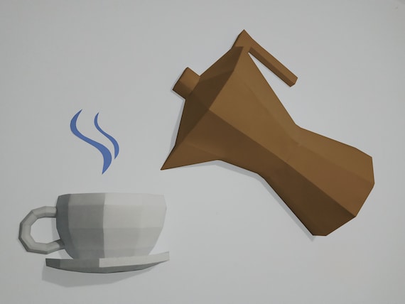 Coffee Maker and Cup Wall Papercraft PDF Template Papercraft | Etsy