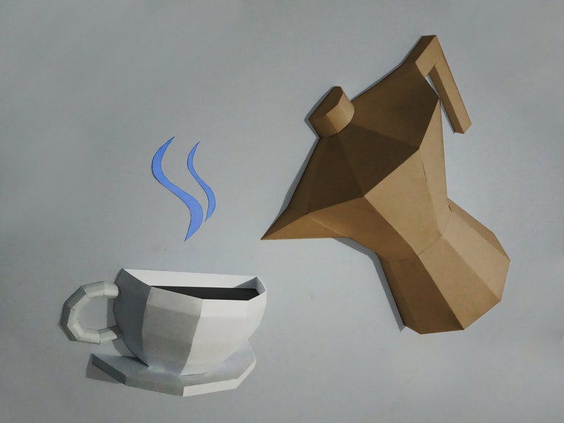 Coffee Maker and Cup Wall Papercraft, PDF Template Papercraft, DIY Wall ...