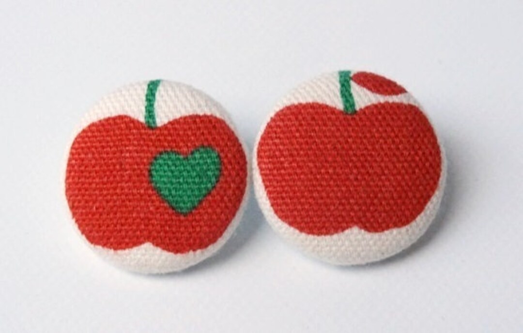2 Fabric Buttons 23 Mm Apples - Etsy