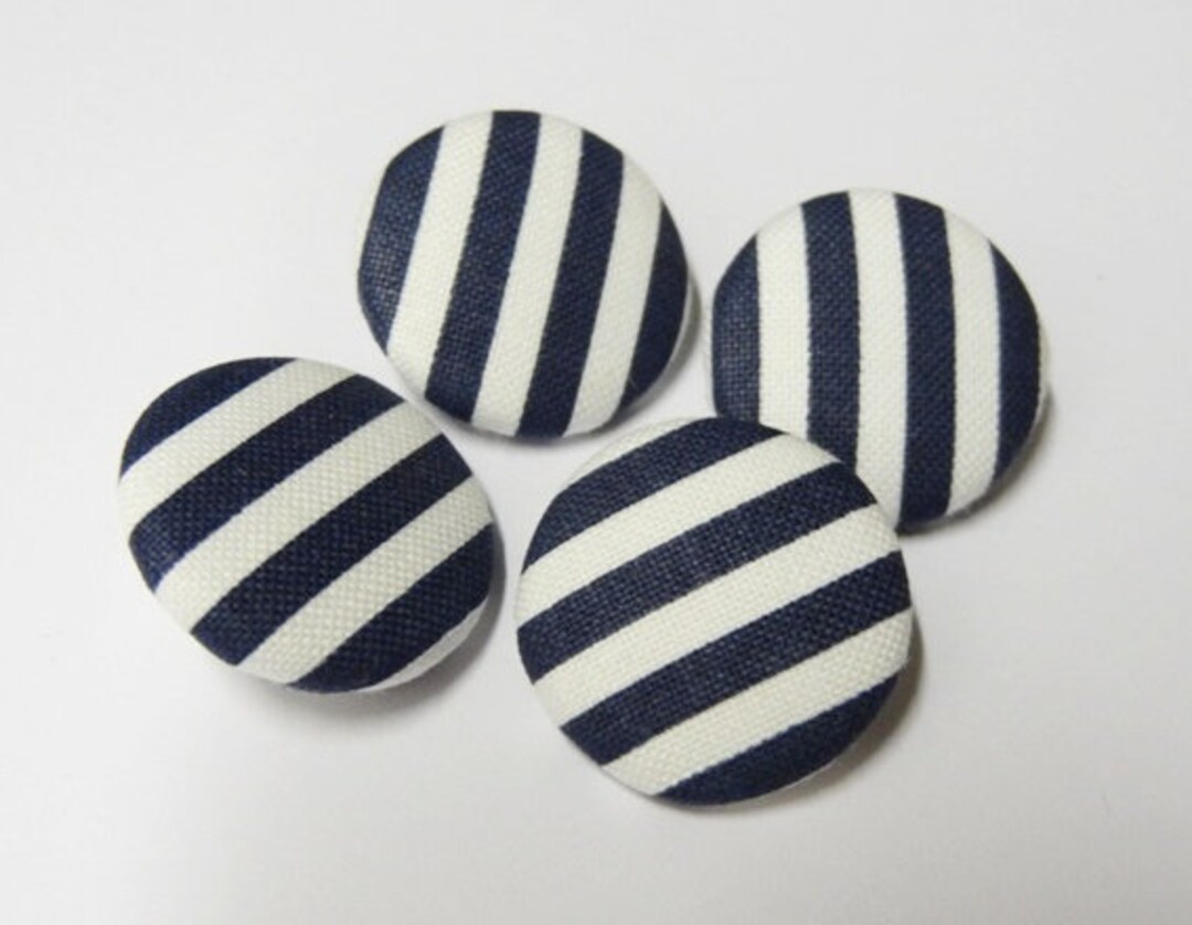 4 Fabric Buttons 23 Mm Stripes Dark Blue - Etsy