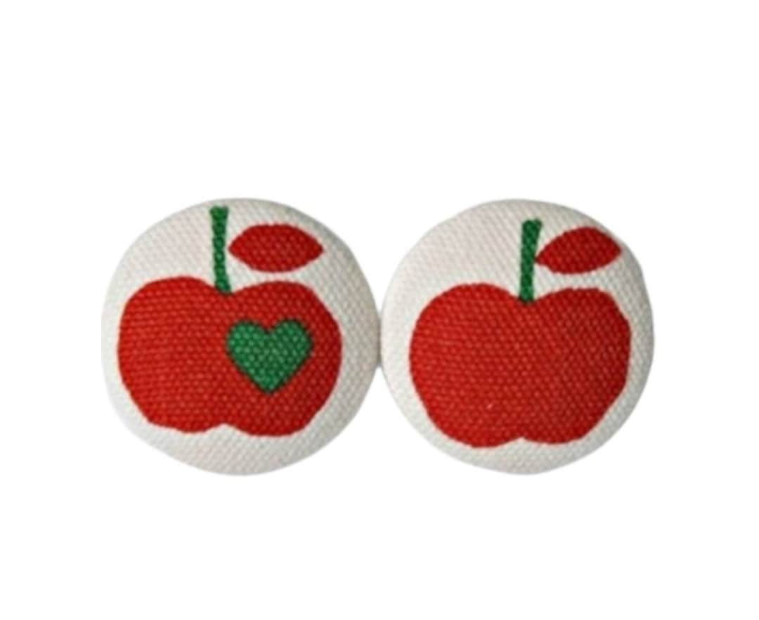 2 Fabric Buttons 29 Mm Apples - Etsy