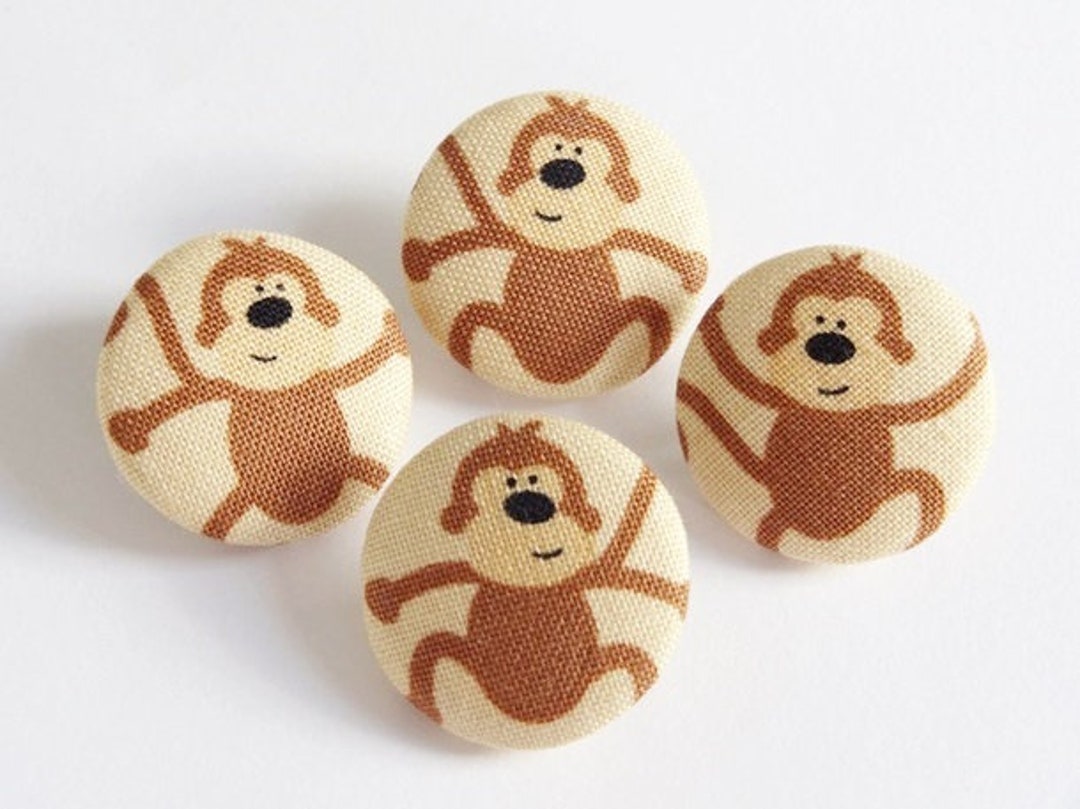 4 Fabric Buttons 23 Mm happy Monkeys - Etsy