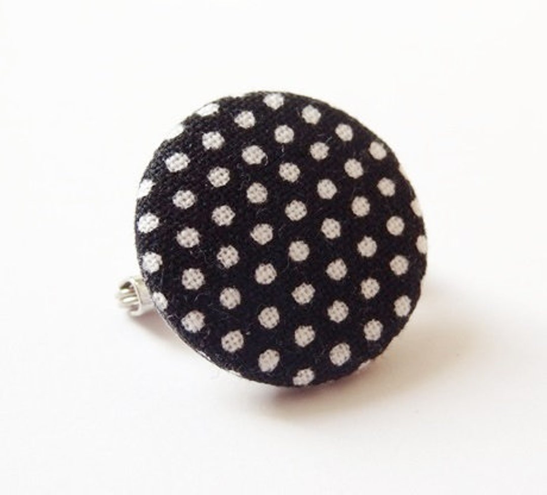 Brooch white Mini Dots Cloth Button - Etsy