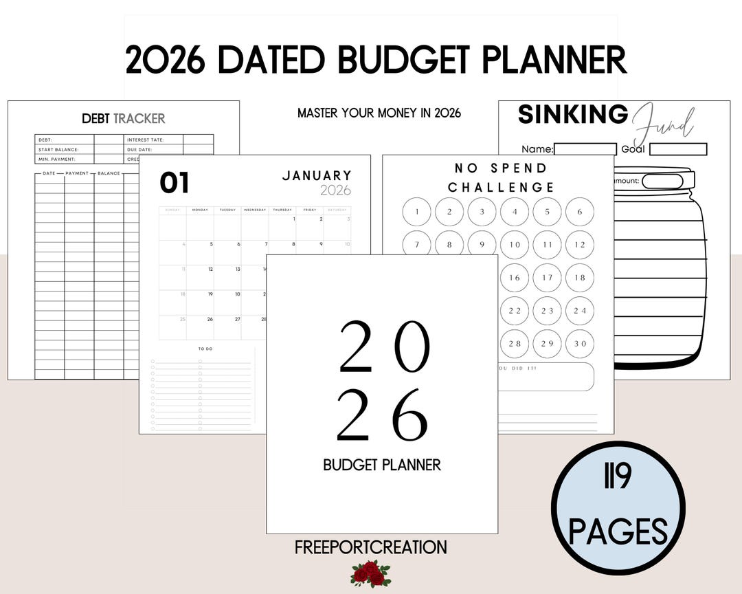 2026 Dated Budget Planner | Finance Tracker, Debt Payoff, Savings Goals ...