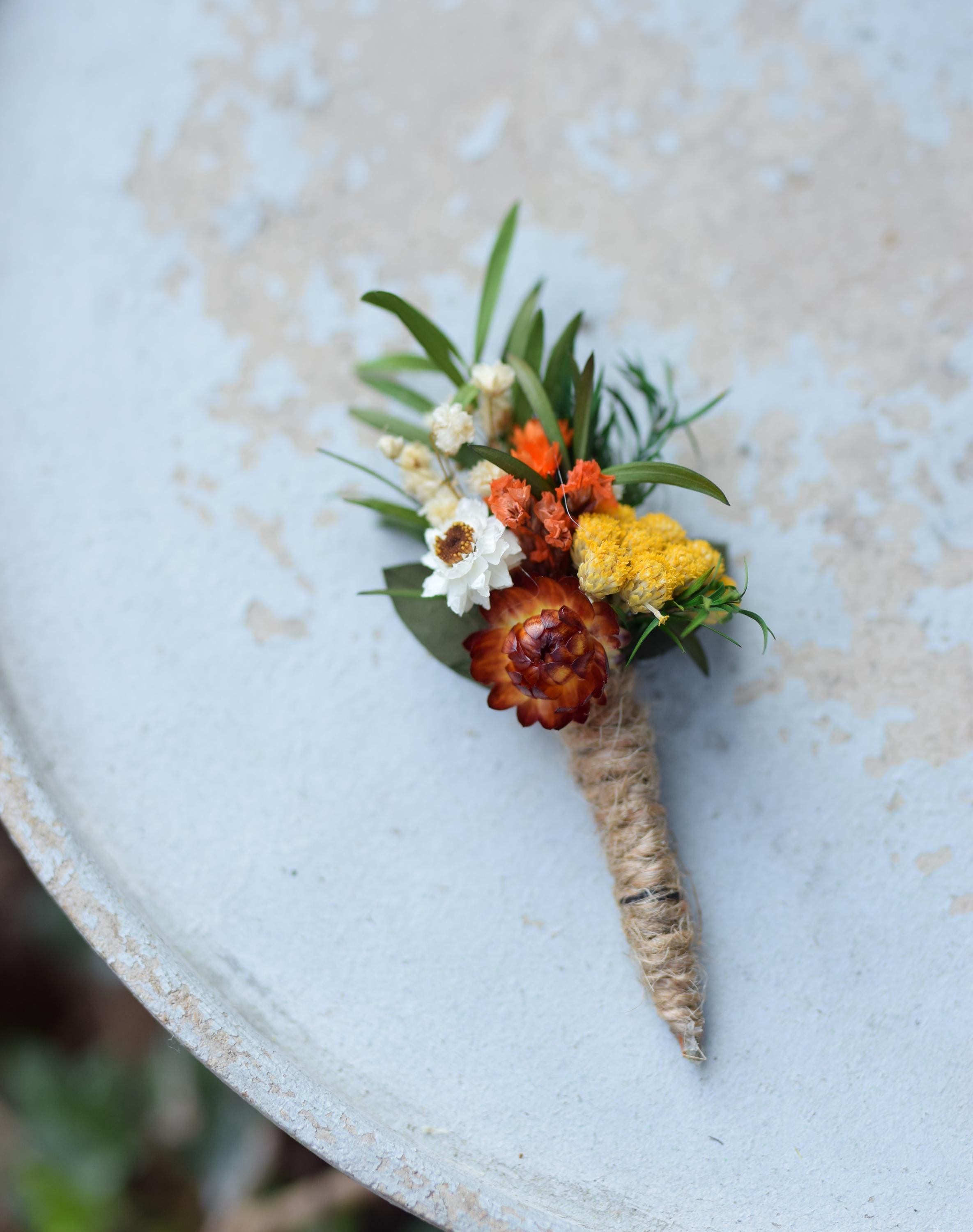 Rustic Wedding Buttonhole, Woodland Dried Boutonniere, Vintage or ...