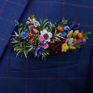 Colorful Pocket Boutonniere, Woodland Dried Boutonniere, Vintage or ...