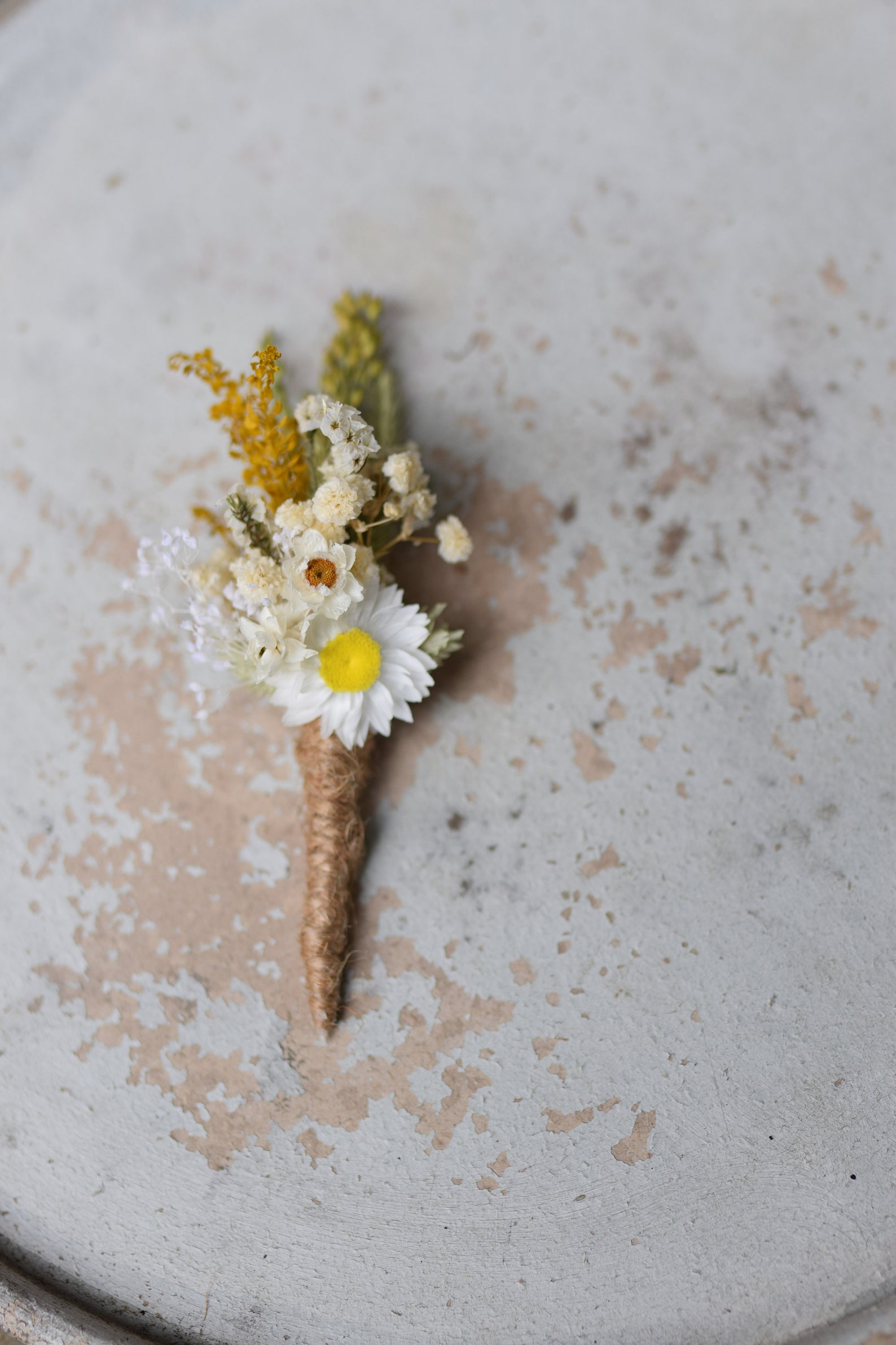 Daisy Wedding Buttonhole, Woodland Dried Boutonniere, Vintage or ...