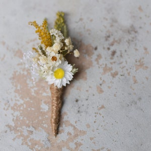 Daisy Wedding Buttonhole, Woodland Dried Boutonniere, Vintage or ...