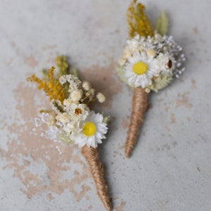 Daisy Wedding Buttonhole, Woodland Dried Boutonniere, Vintage or ...