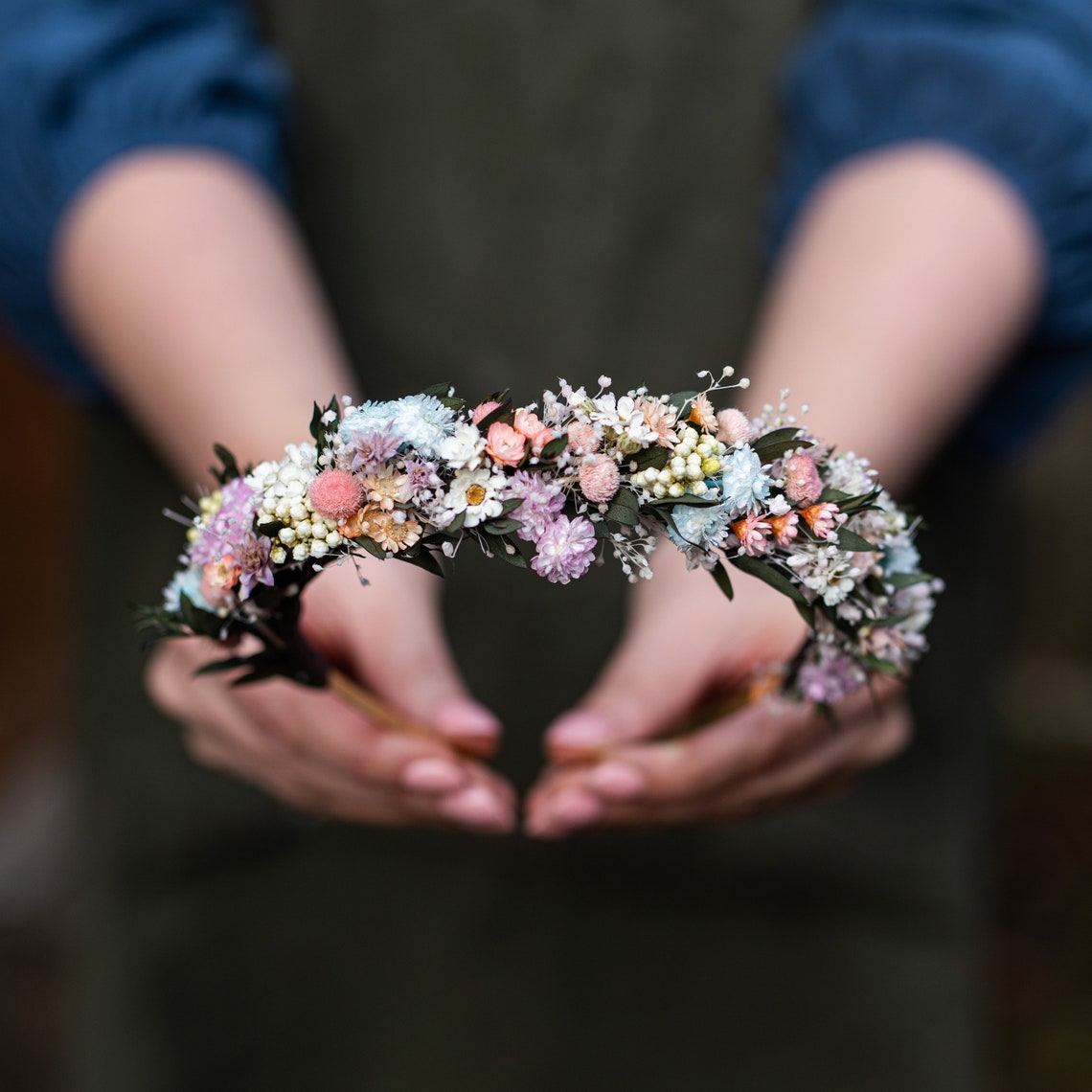 Head Wreath, Wedding Headband, Rustic Wreath, Dried Flowers Headband ...