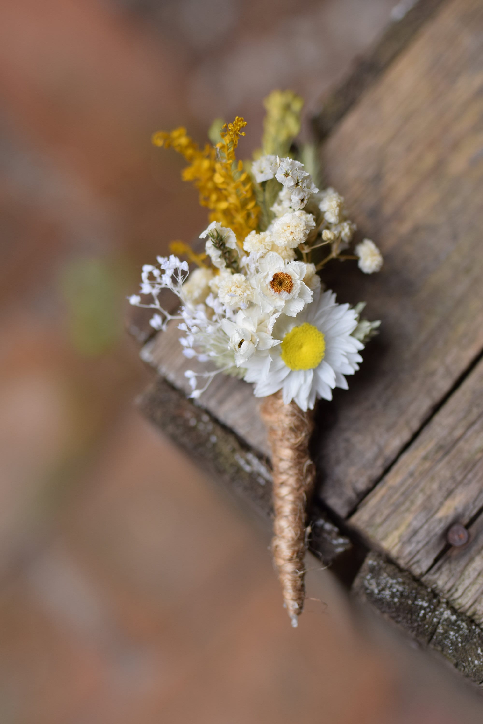 Daisy Wedding Buttonhole, Woodland Dried Boutonniere, Vintage or ...