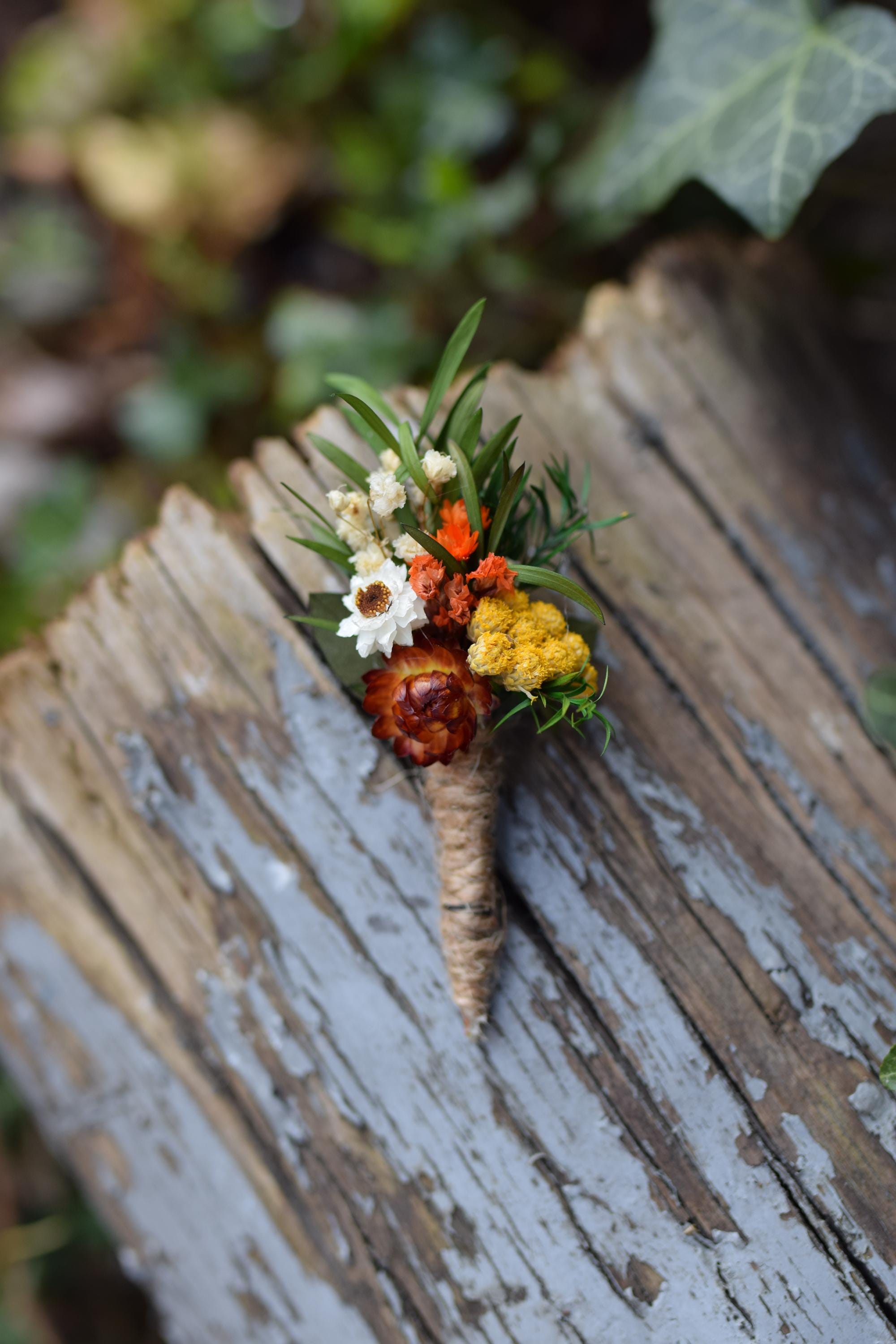 Rustic Wedding Buttonhole, Woodland Dried Boutonniere, Vintage or ...