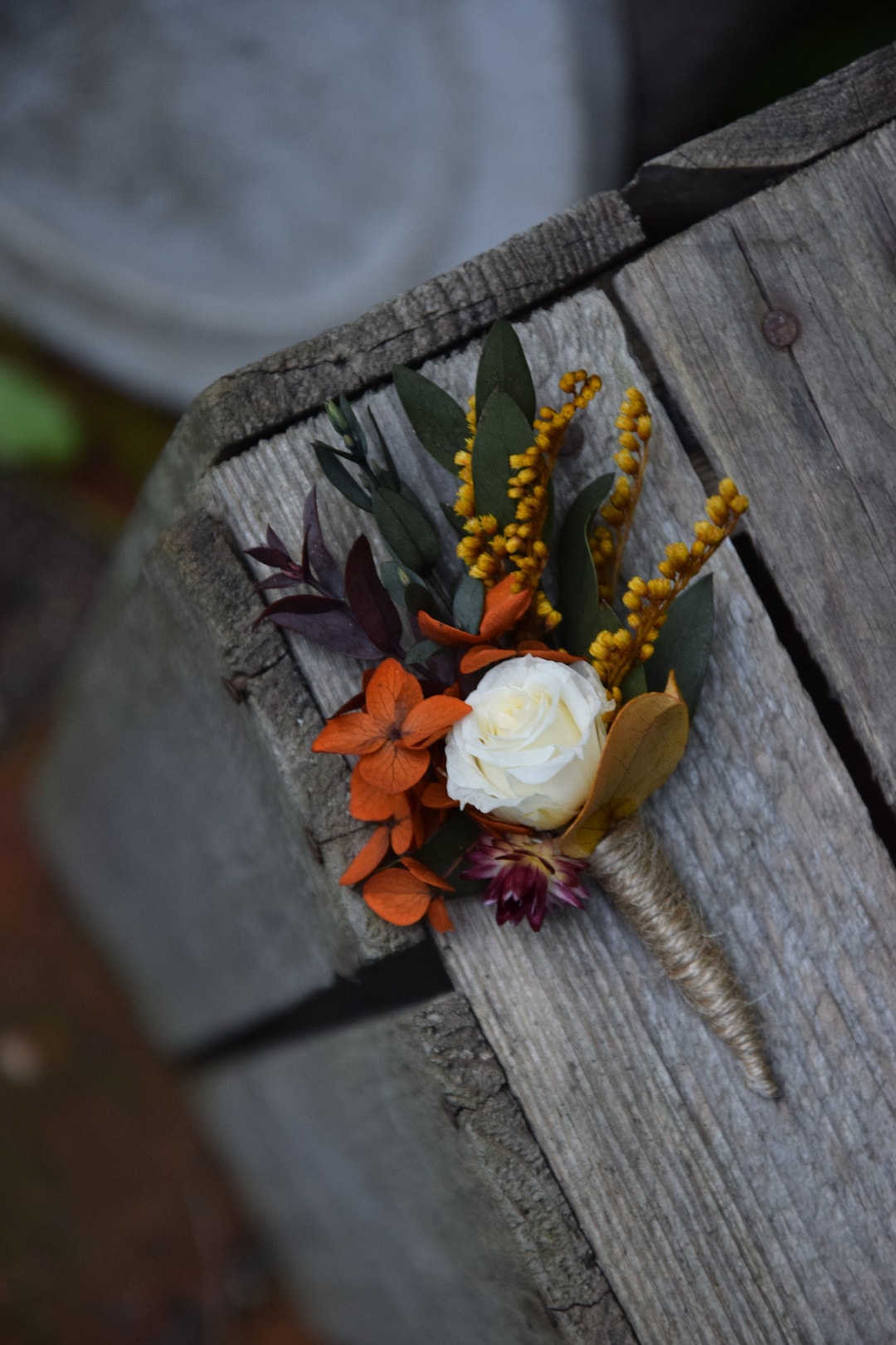 Rustic Wedding Buttonhole, Woodland Dried Boutonniere, Vintage or ...