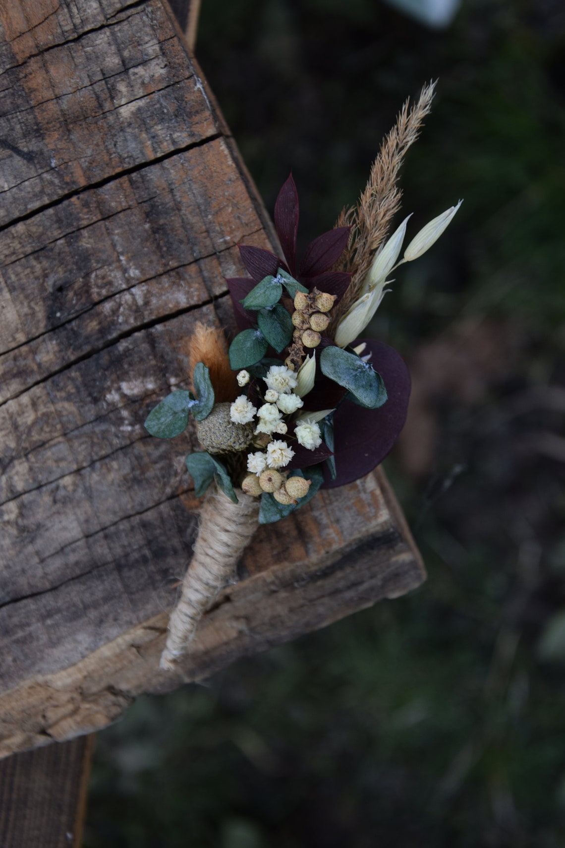 Rustic Wedding Buttonhole, Woodland Dried Boutonniere, Vintage or ...