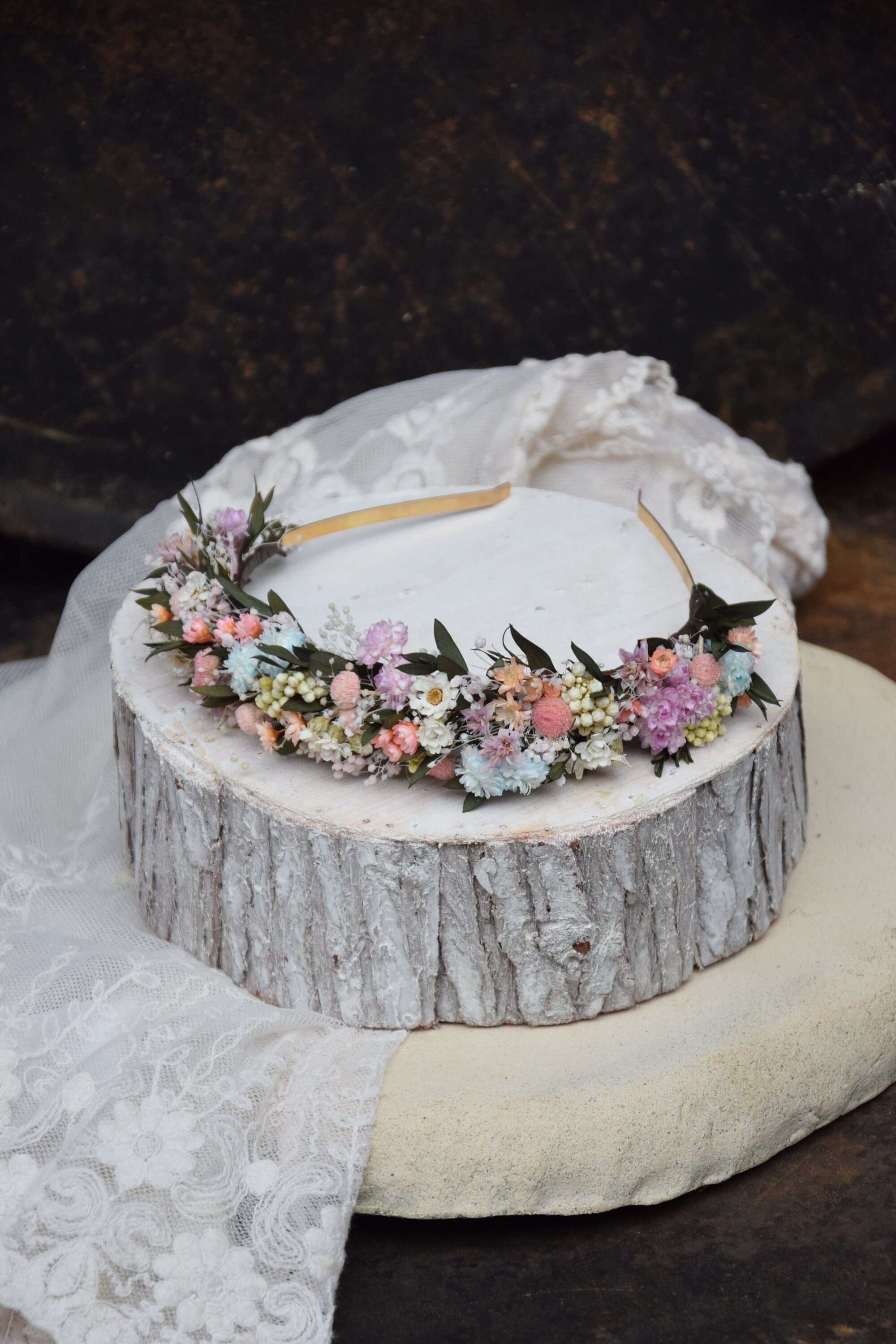 Head Wreath, Wedding Headband, Rustic Wreath, Dried Flowers Headband ...