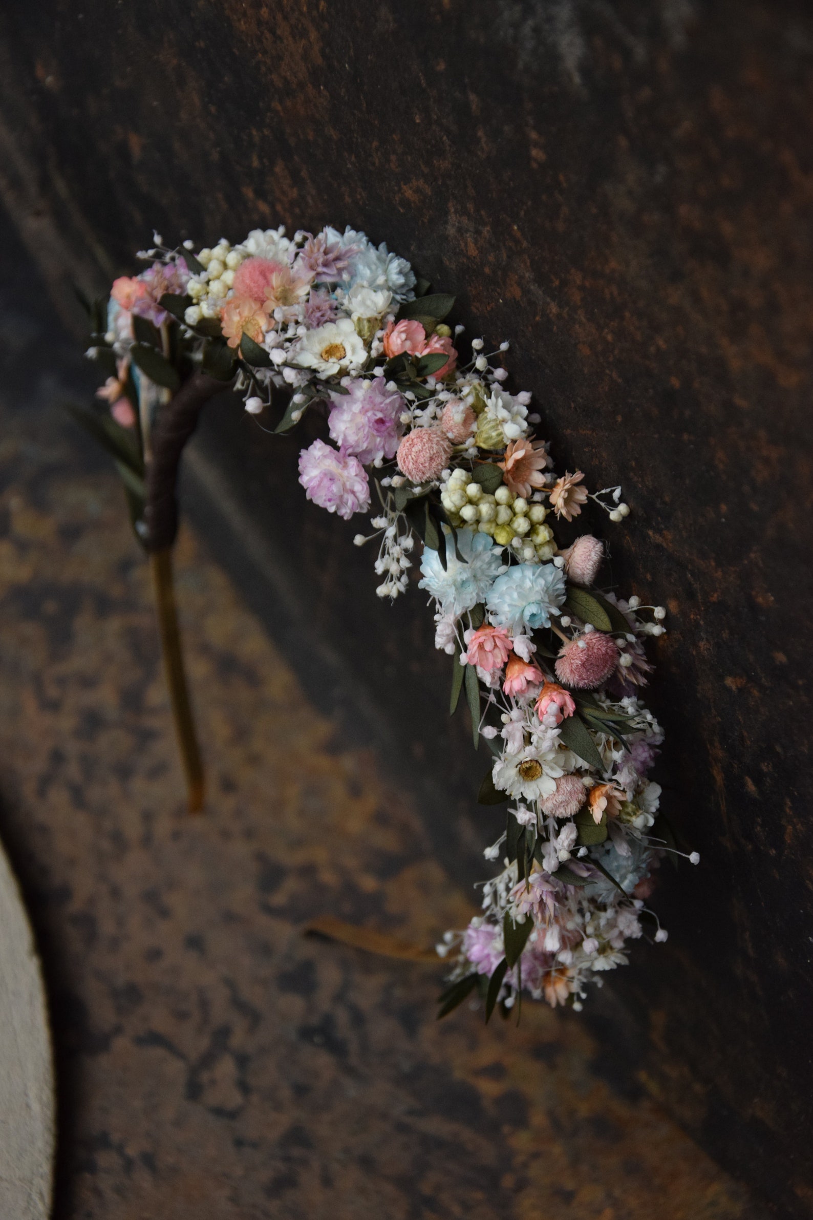 Head Wreath, Wedding Headband, Rustic Wreath, Dried Flowers Headband ...