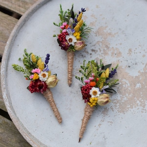 Meadow Buttonhole , Folk Wedding Boutoniere , Colourful Wedding ...