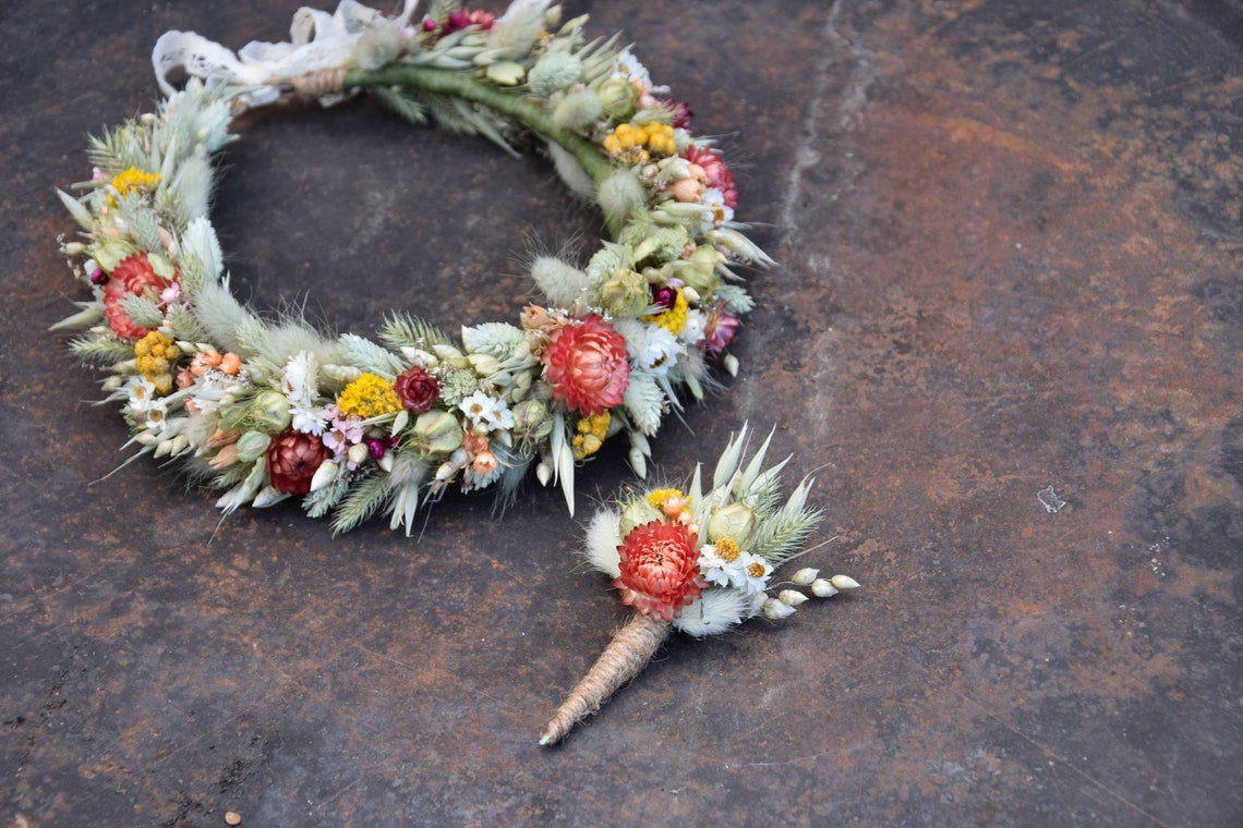 Rustic Wedding Buttonhole, Woodland Dried Boutonniere, Vintage or ...