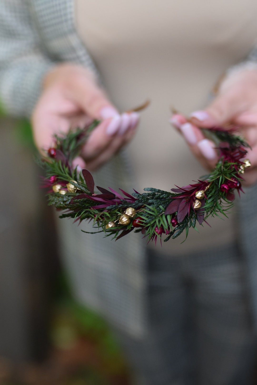Berry Christmas Headband, Christmas Flower Crown, Holiday Flower Crown ...