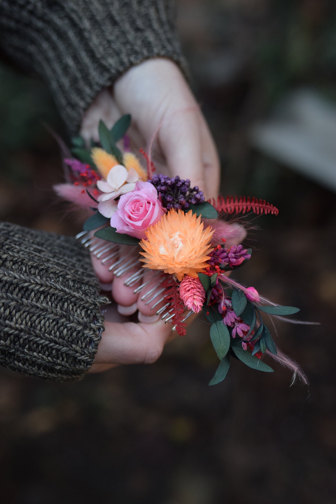 Colourful Flower Comb, Hippie Flower Hair Comb, Folk Wedding Flower ...